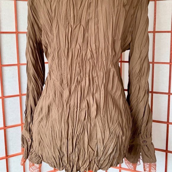 Apostrophe | Tops | Apostrophe Stretch Sheer Crinkle Blouse | Poshmark